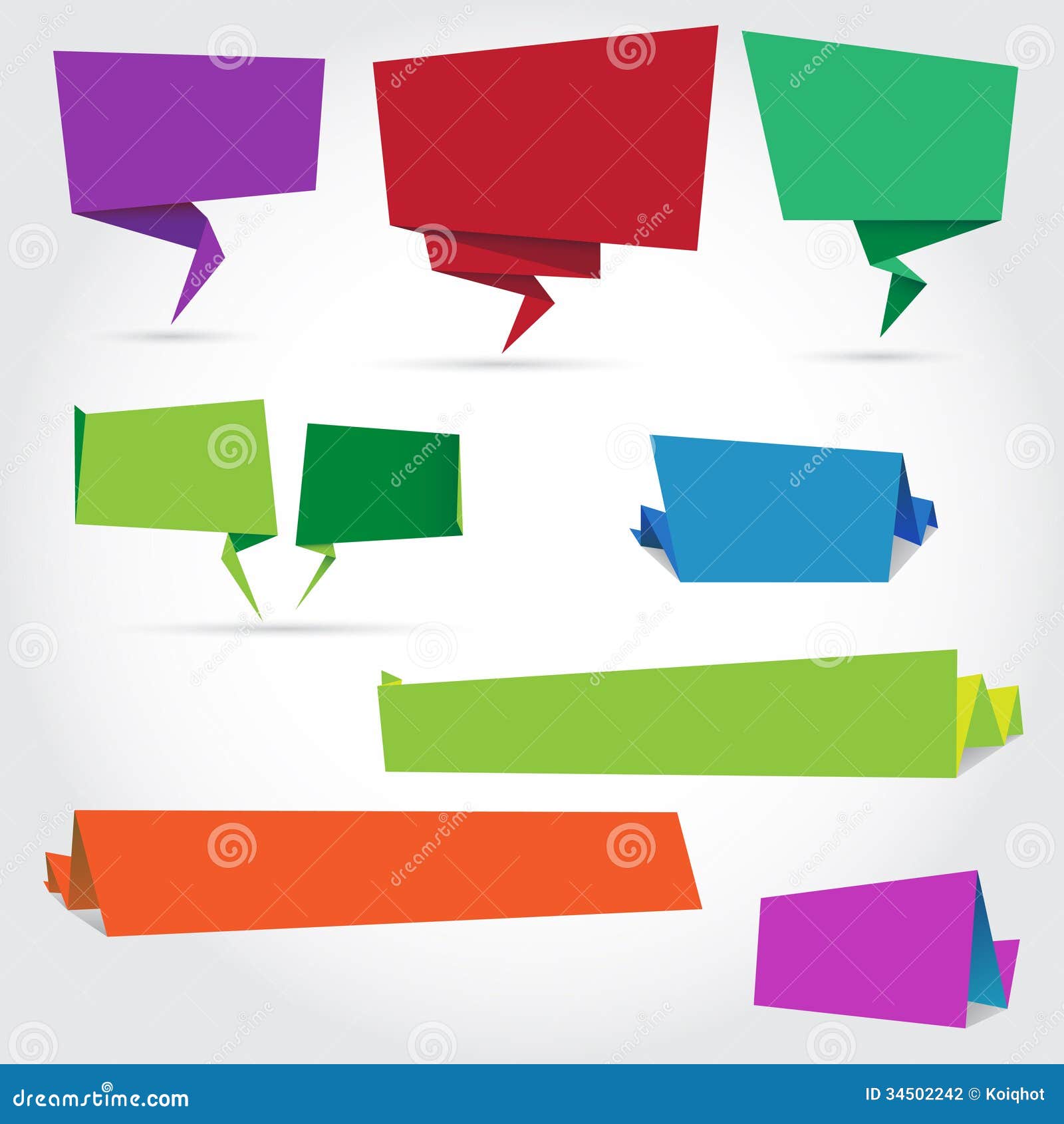 Origami Speech Bubbles and Banners Stock Vector - Illustration of ...