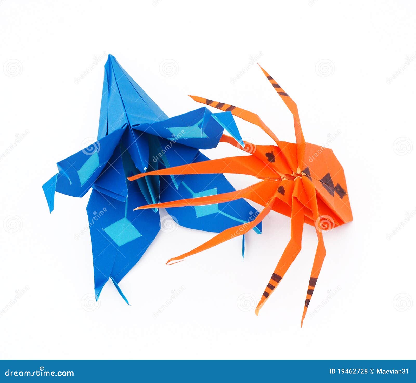 Origami Spider and Blue Lily Stock Photo - Image of isolated, light ...