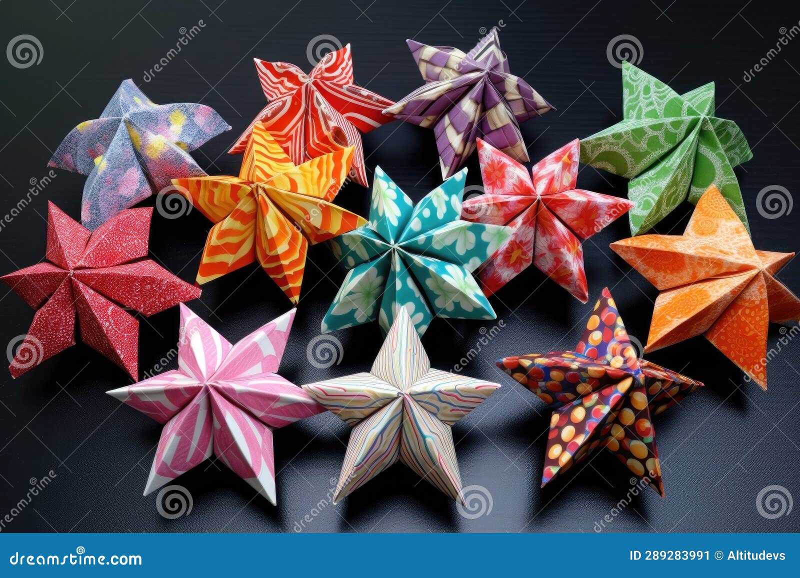 Origami Stars in Various Stages of Folding Stock Image - Image of ...