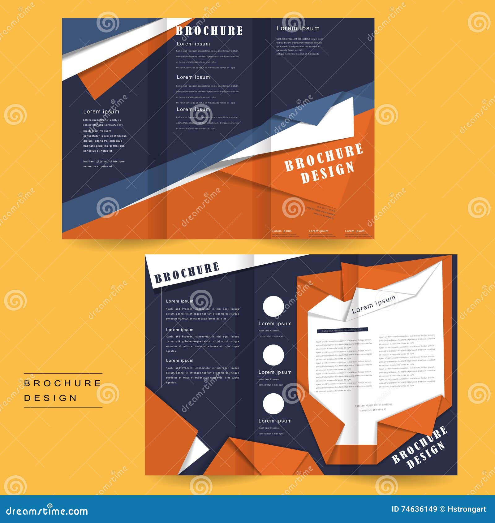 Origami style brochure stock vector. Illustration of back - 74636149