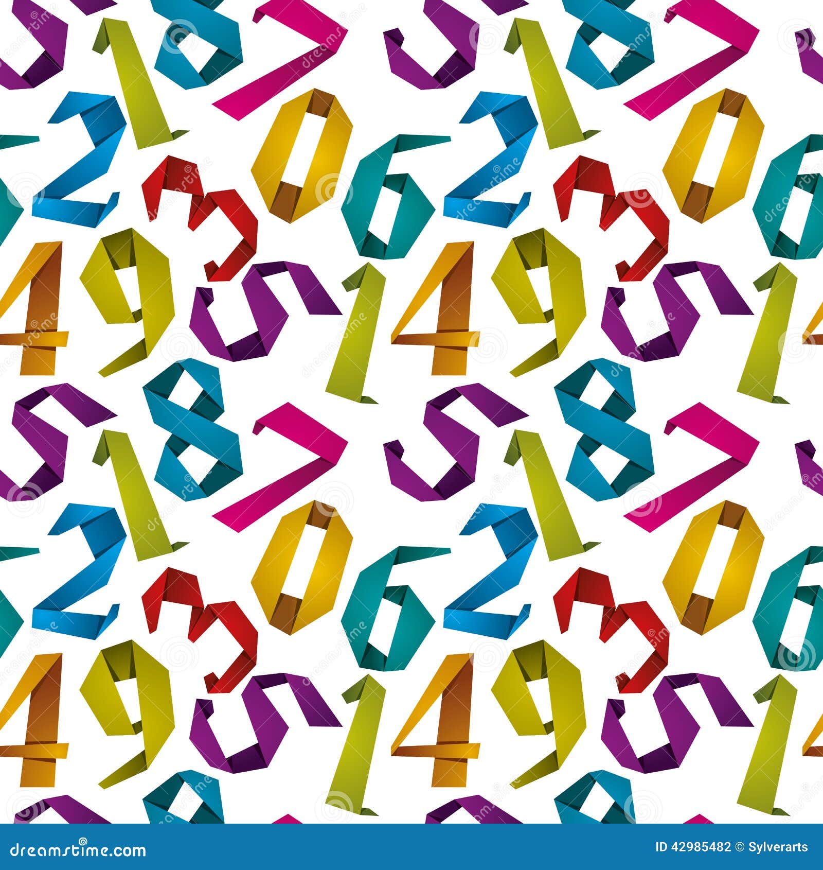 Origami Style Numbers Seamless Background. Stock Vector - Illustration ...