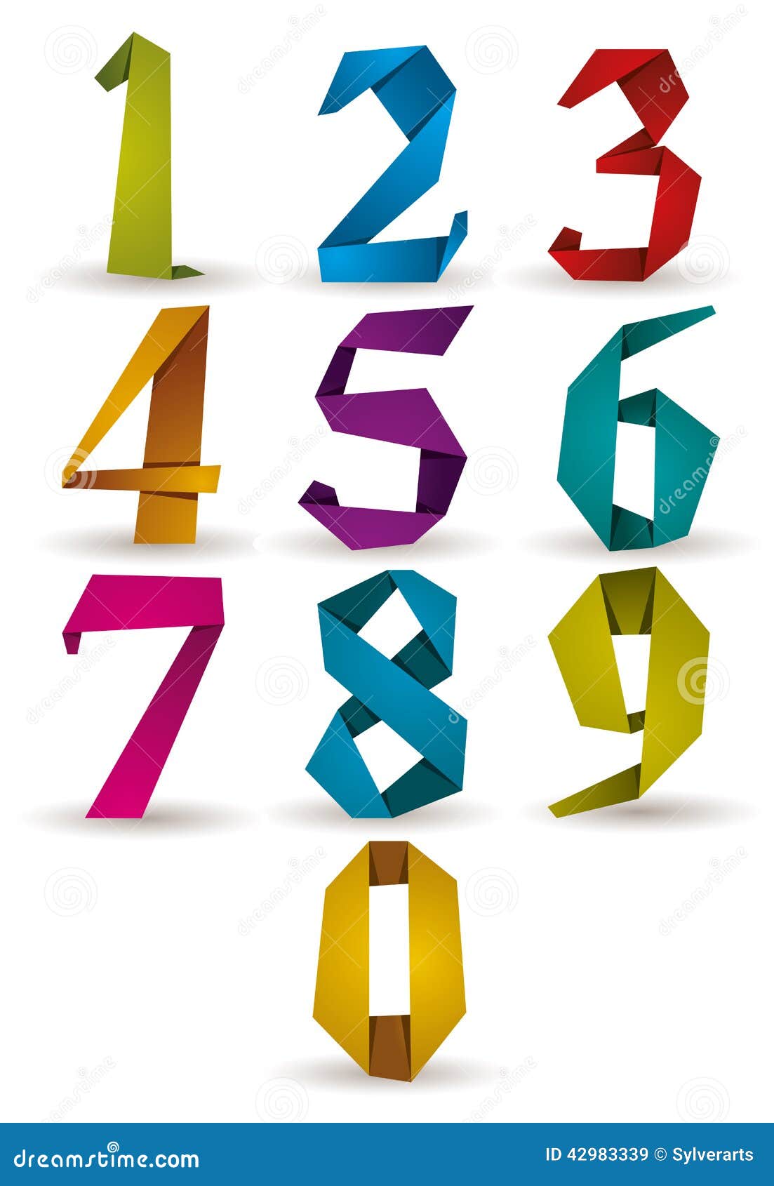 Origami style numbers set. stock vector. Illustration of school - 42983339