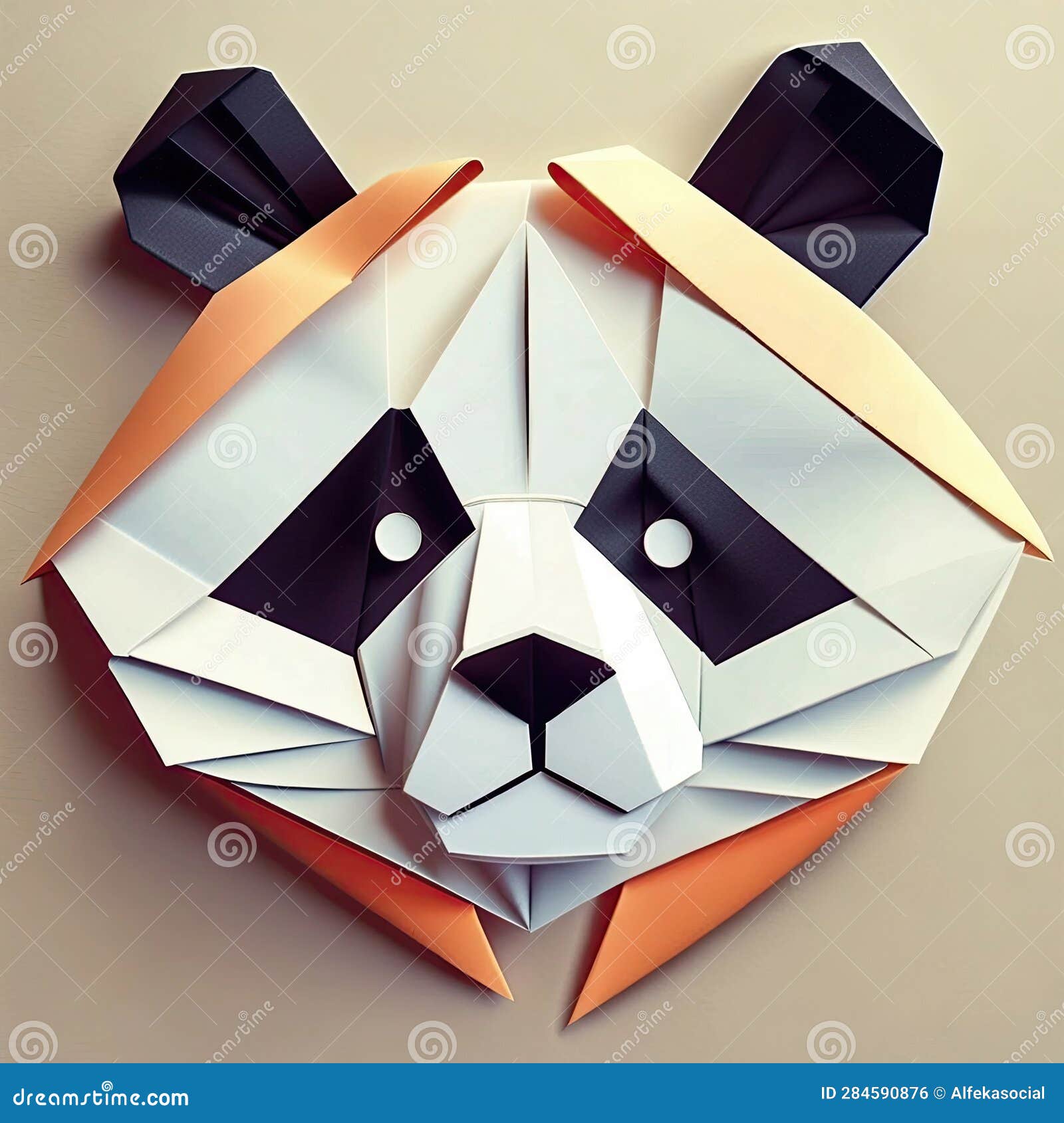 Origami technique panda stock illustration. Illustration of animal ...