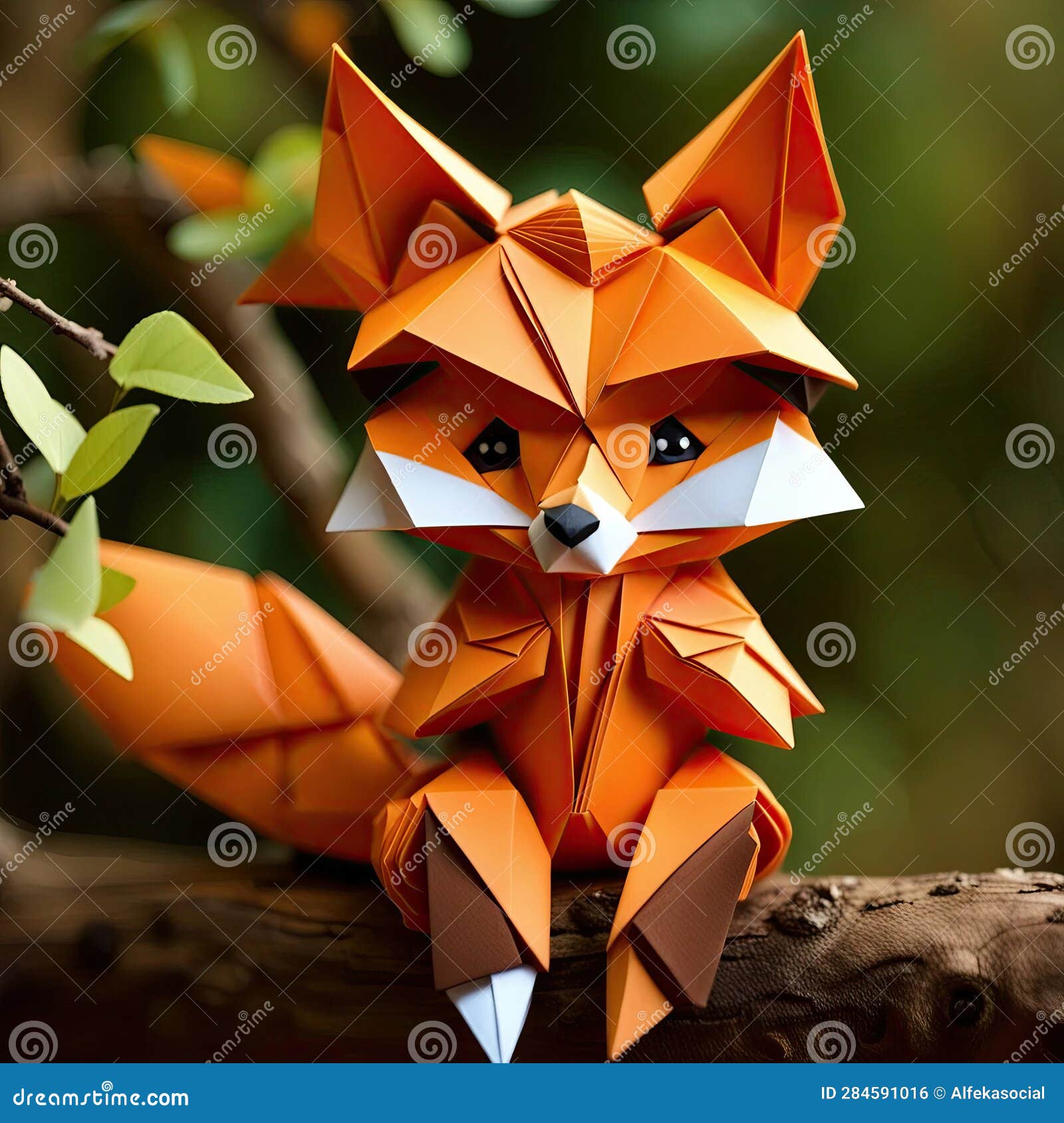Origami Technique Sitting Fox Stock Illustration - Illustration of ...