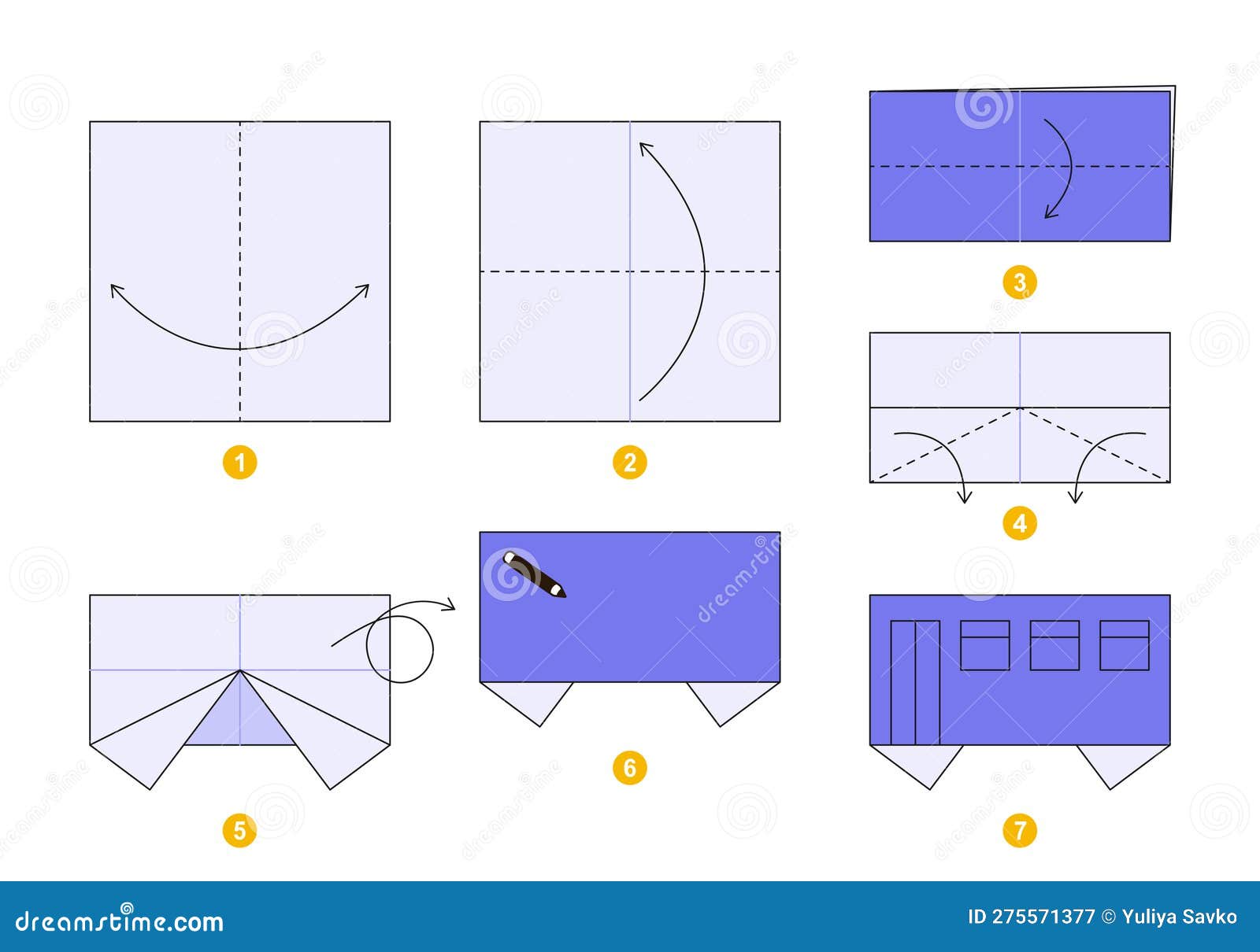 Origami Tutorial for Kids. Origami Cute Bus. Stock Vector ...