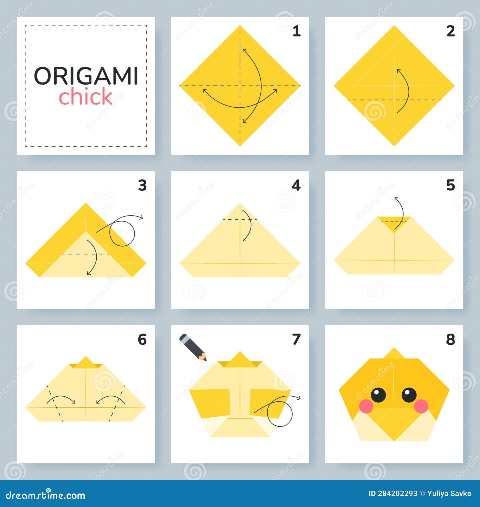 Origami Tutorial For Kids. Origami Cute Letter. Vector Illustration ...