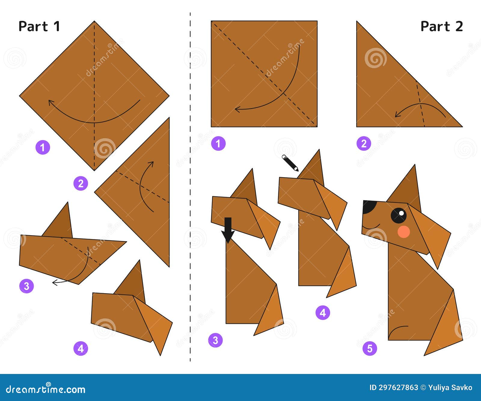 Origami Tutorial For Kids. Origami Cute Tie. Cartoon Vector ...