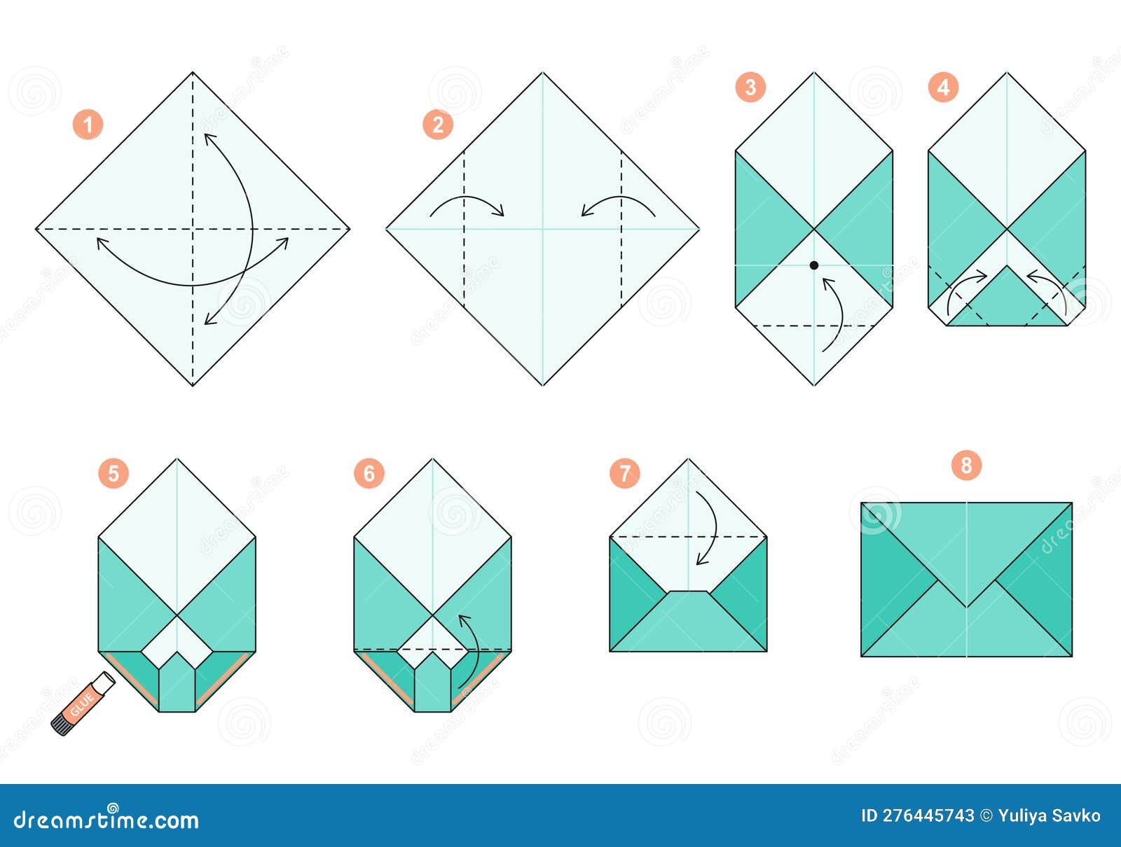Origami Tutorial for Kids. Origami Cute Envelope. Stock Illustration ...