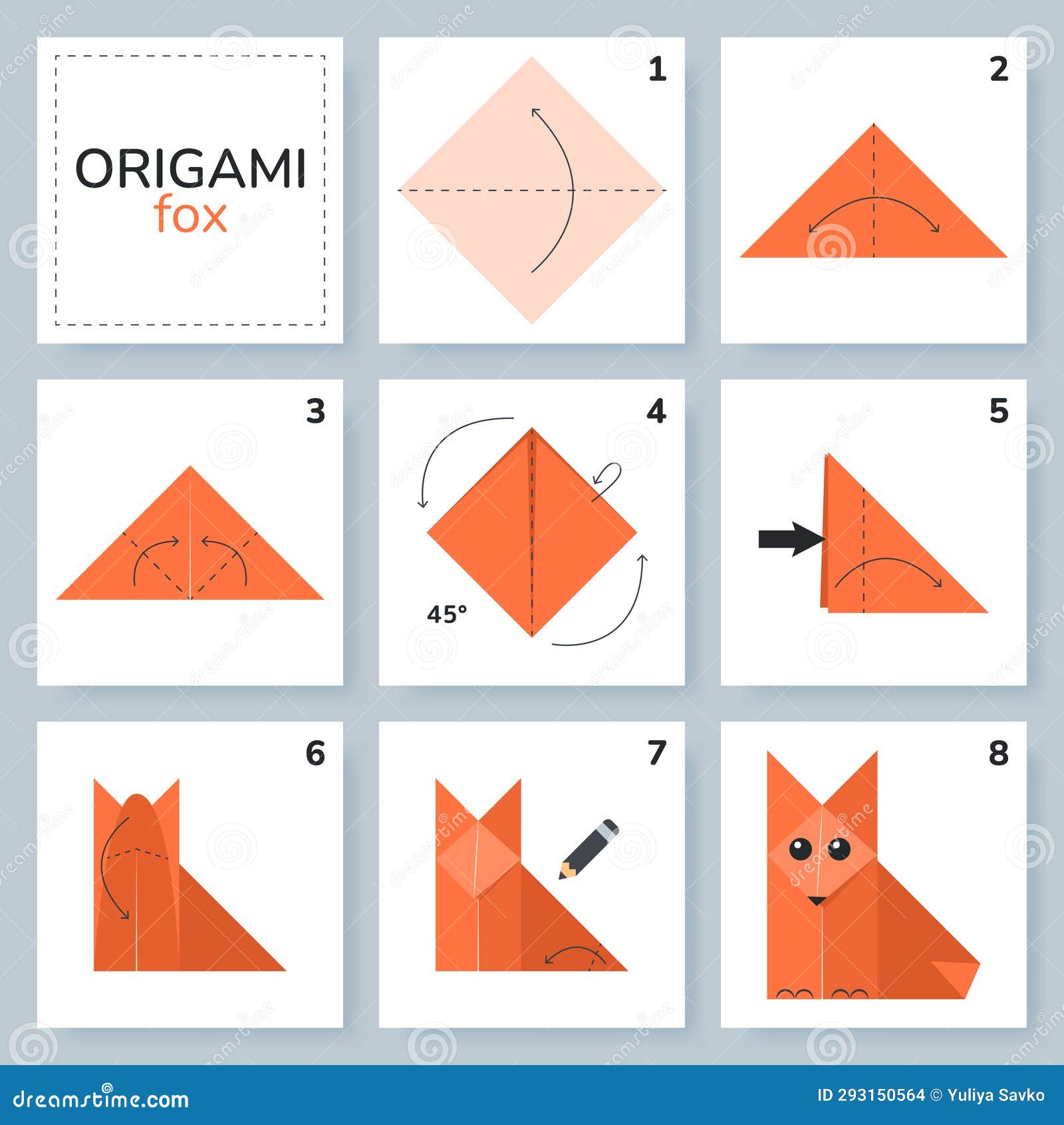 Origami Tutorial For Kids. Origami Cute Letter. Vector Illustration ... Origami Tutorial For Kids. Origami Cute Letter. Vector Illustration ...