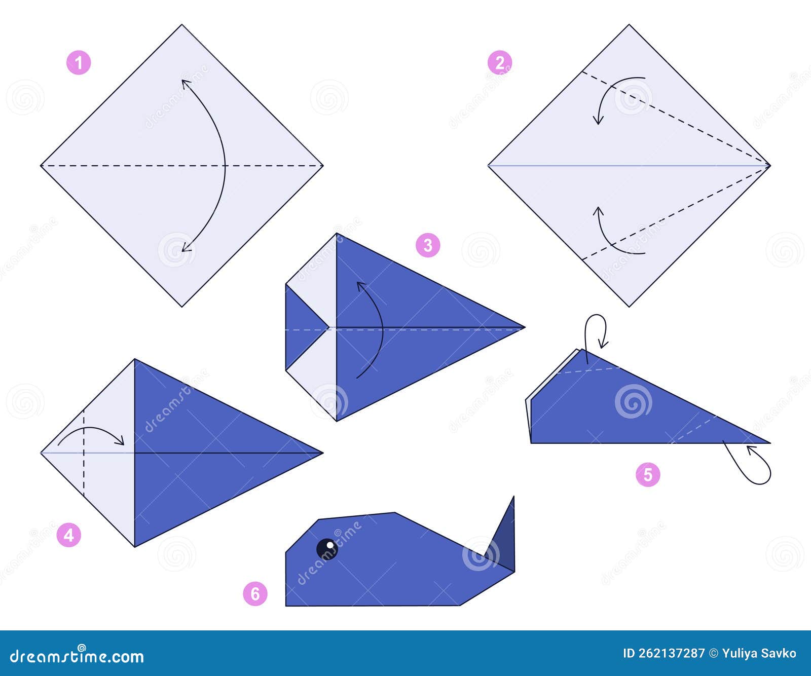 Origami Tutorial For Kids. Origami Cute Tie. Cartoon Vector ...