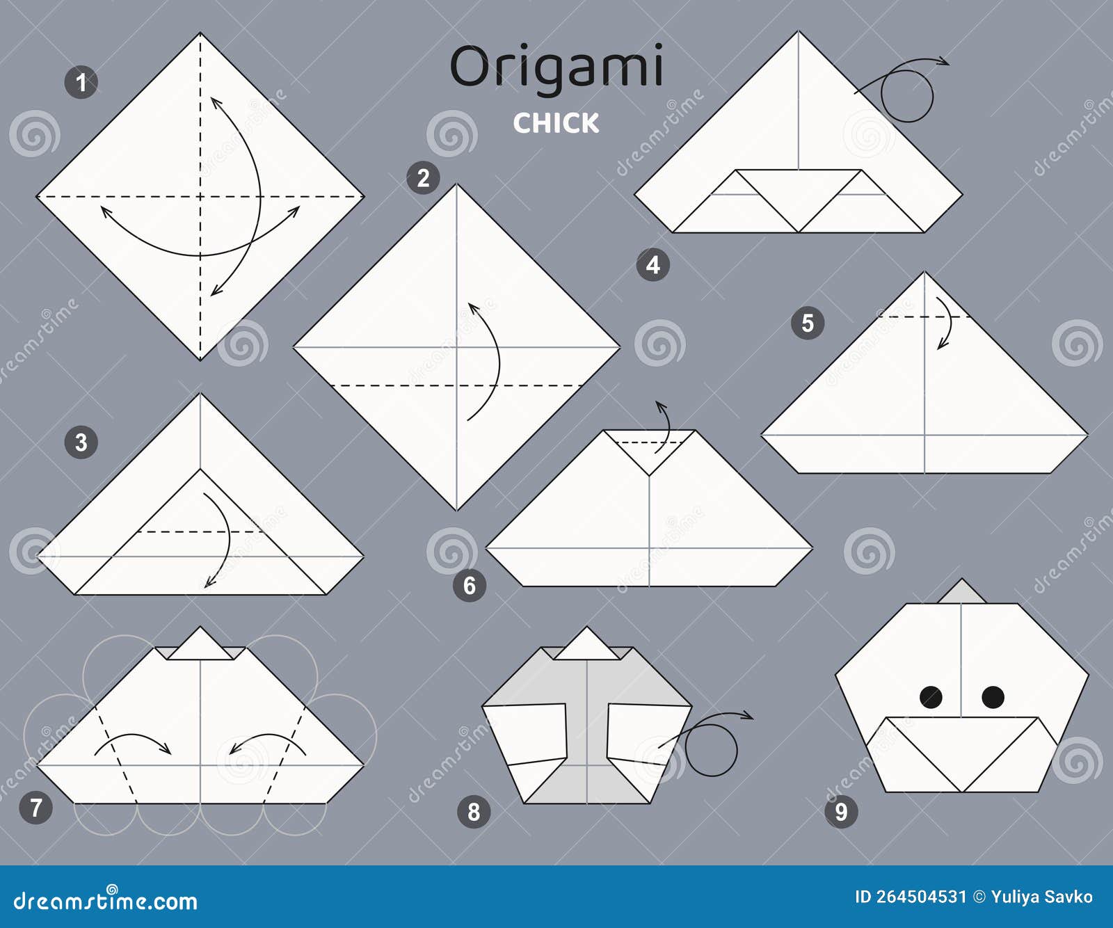 Origami Tutorial. Origami Scheme for Kids Chick Stock Vector ...