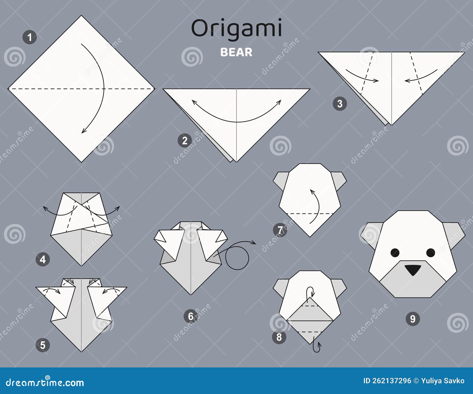 Origami Tutorial. Origami Scheme for Kids. Bear. Stock Vector ...