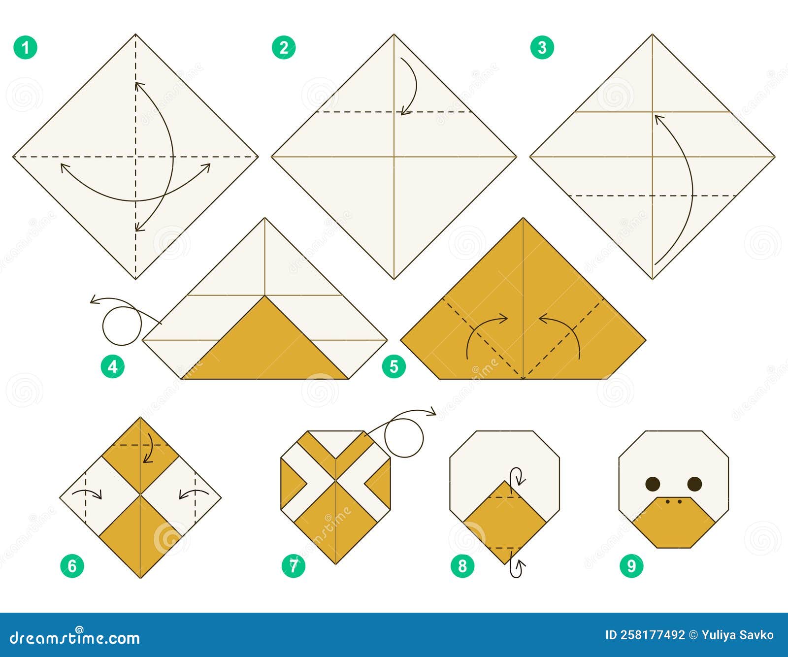 Origami Tutorial. Origami Scheme For Kids Crab. Vector Illustration ... Origami Tutorial. Origami Scheme For Kids Crab. Vector Illustration ...