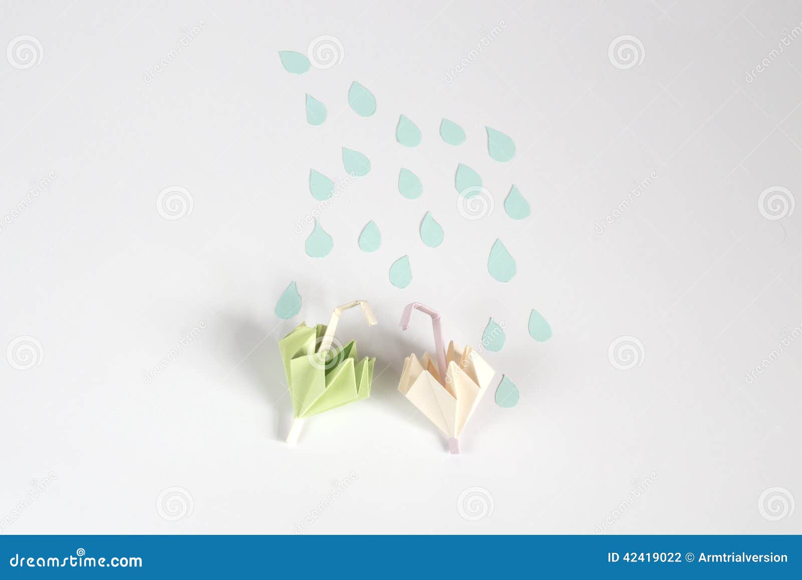 Origami Umbrella and Rain Concept Stock Illustration - Illustration of ...