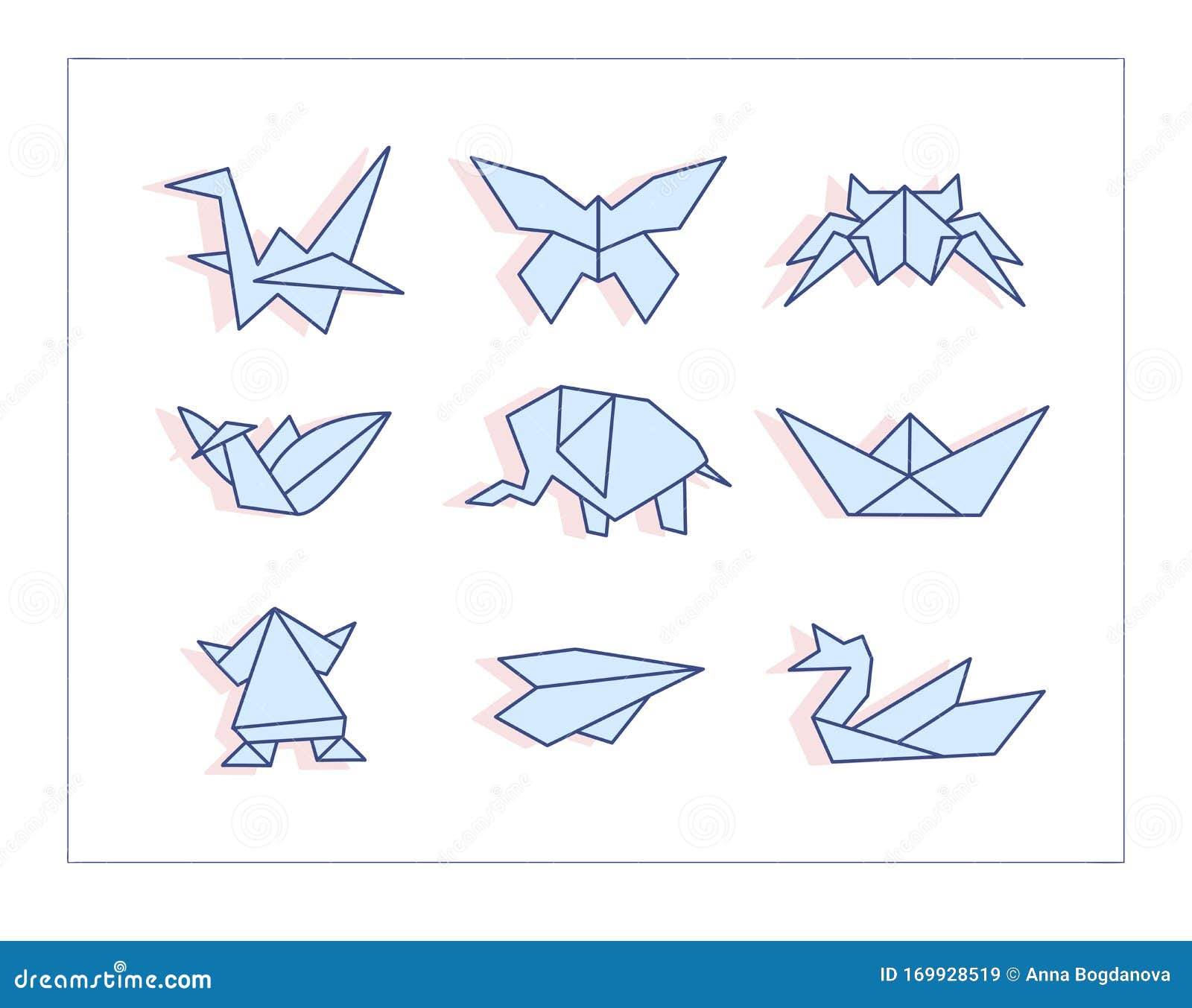 Origami Vector. Cartoon. Isolated Art on White Background. Stock Vector ...