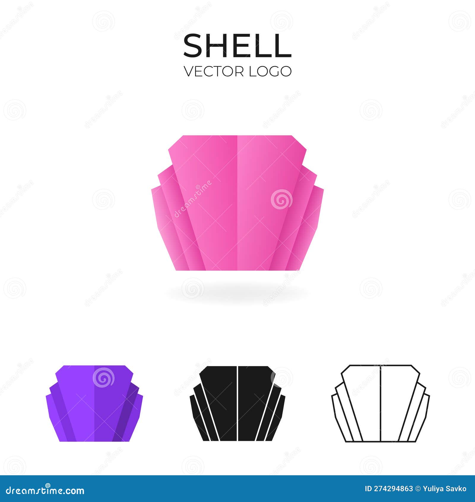 Origami Vector Logo and Icon with Shell. Stock Vector - Illustration of ...