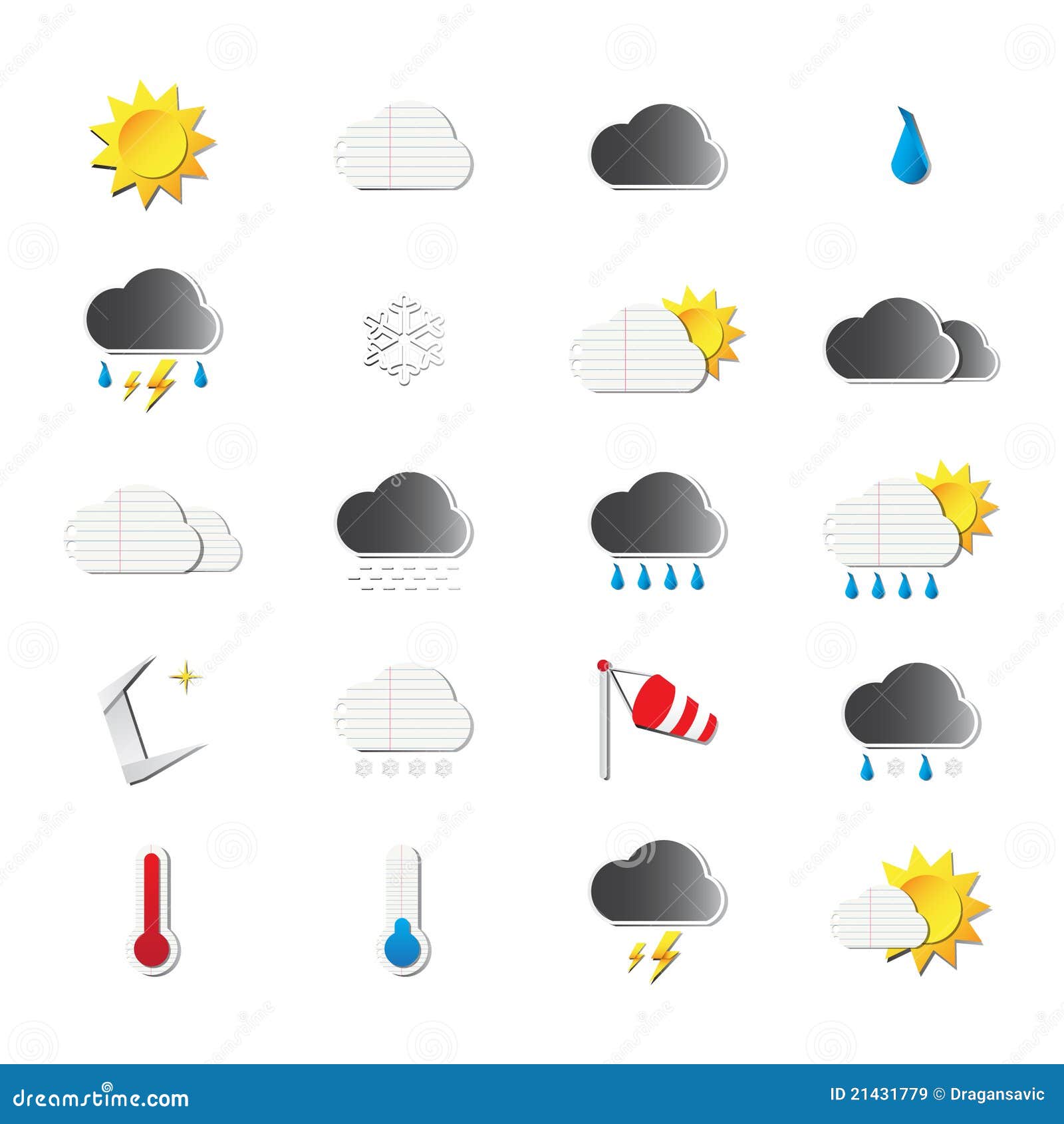 Origami weather icons stock vector. Illustration of simple - 21431779