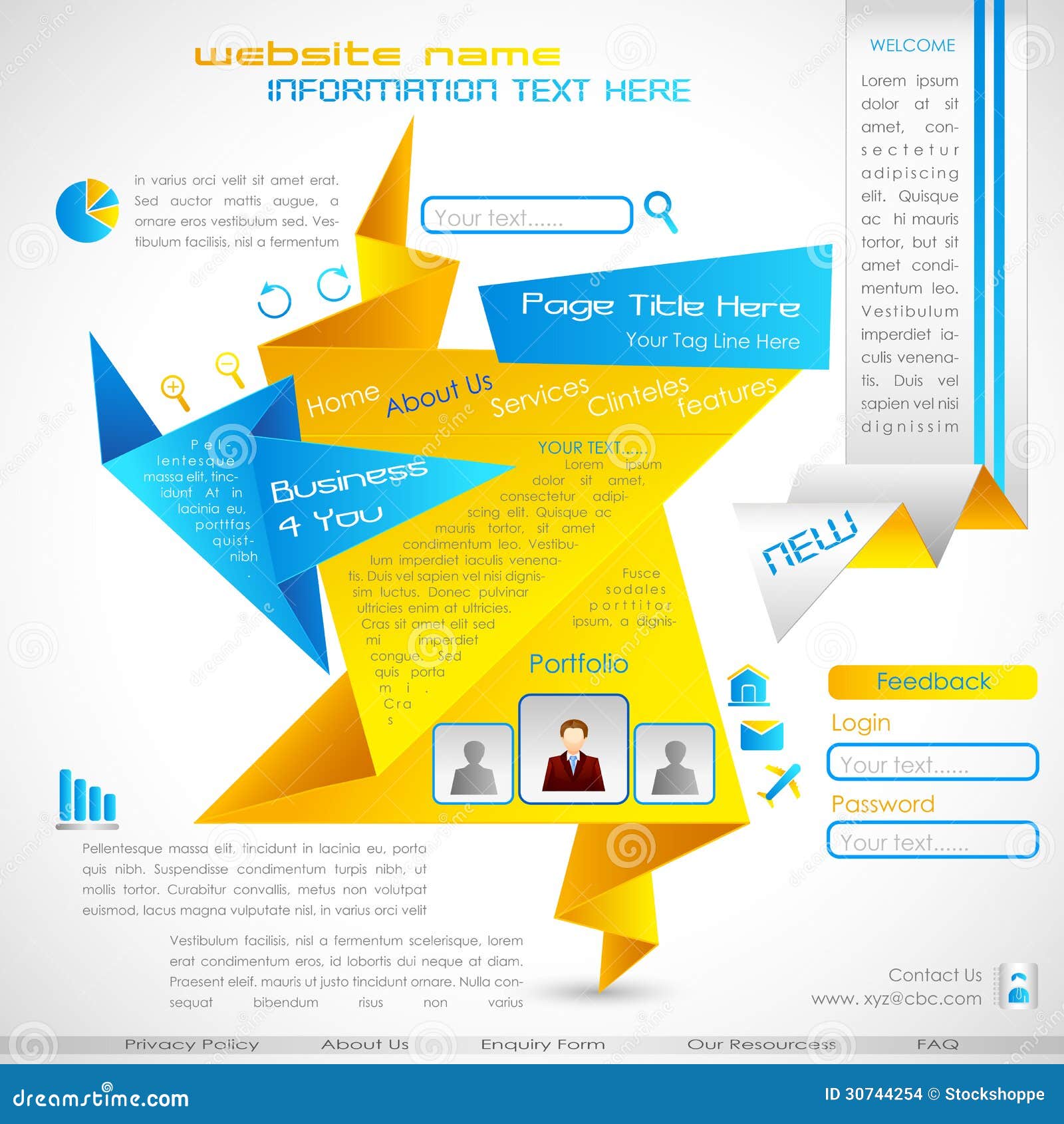 Origami Web Template stock vector. Illustration of menu - 30744254