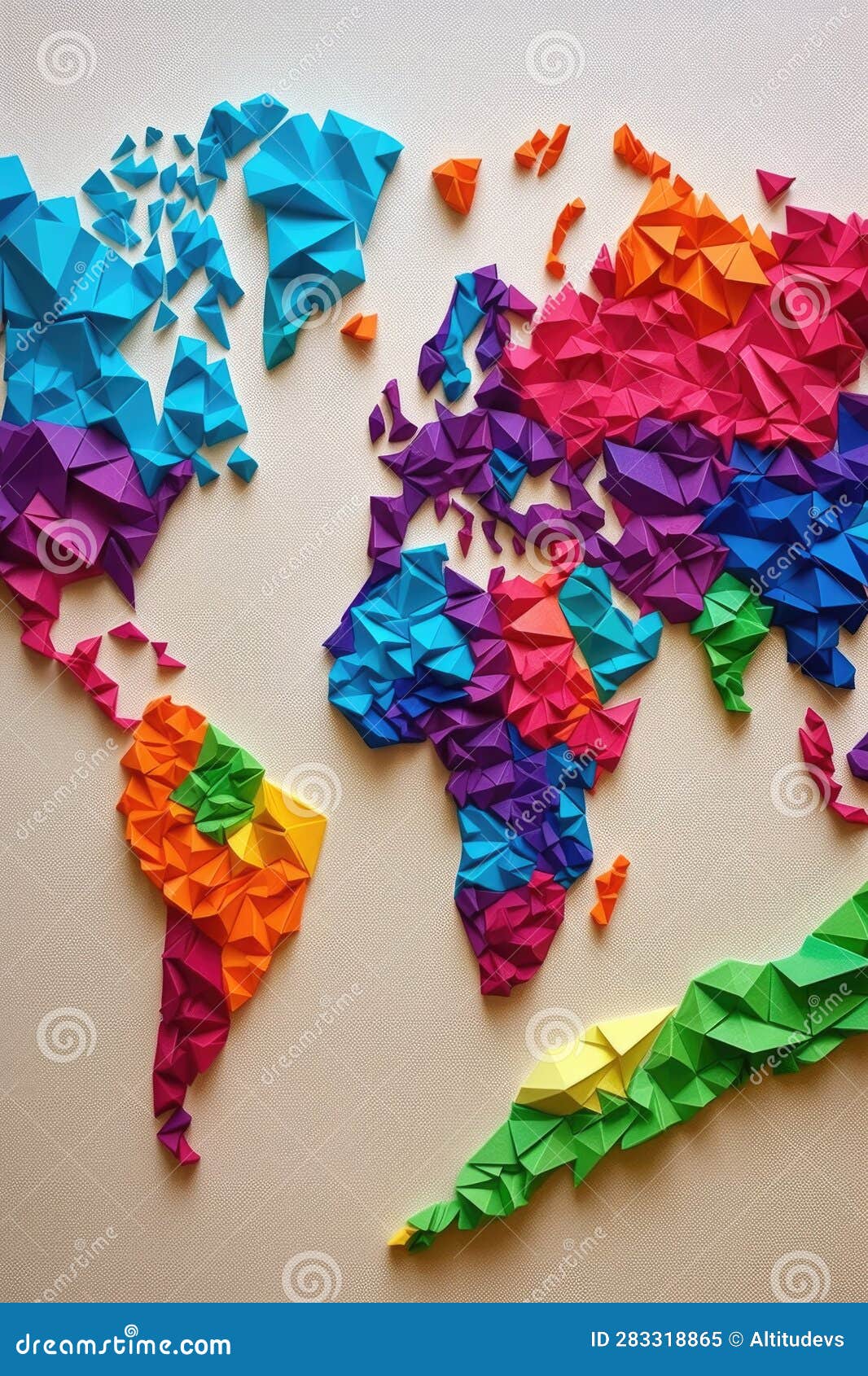 Origami World Map With Colorful Paper Royalty-Free Stock Photo ...
