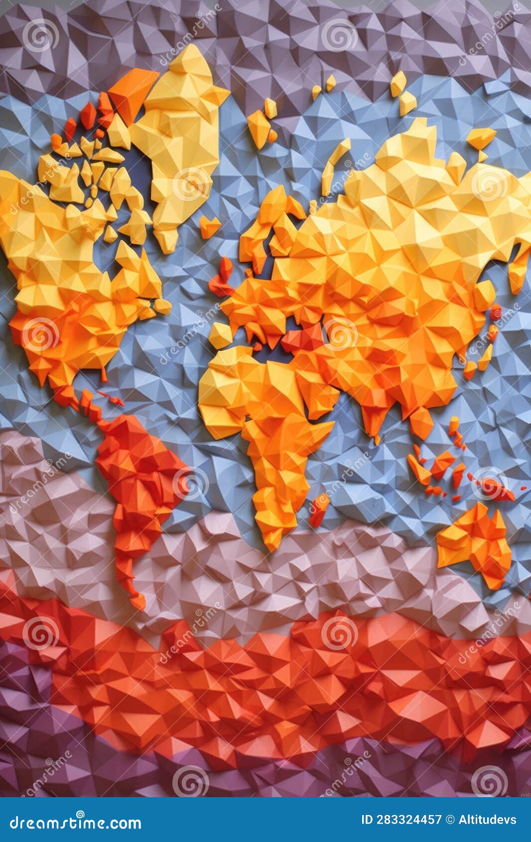 Origami World Map Created from Folded Paper Stock Illustration ...