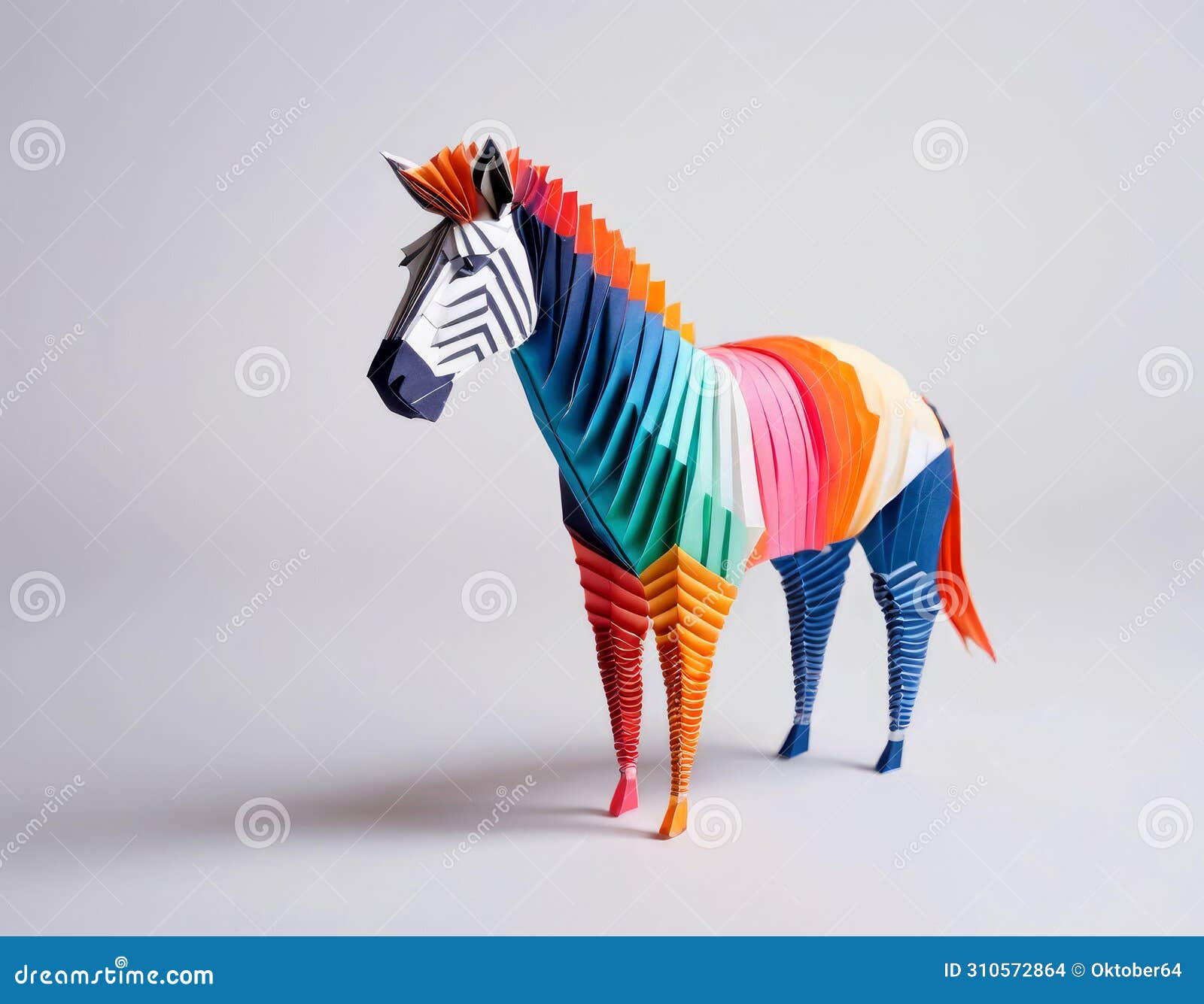 An Origami Zebra Grazes In A Realistic Savannah Its Striped Paper Body ...