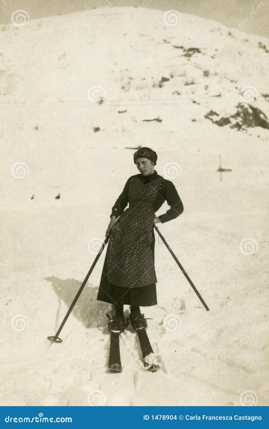 Original 1900 Antique Photo - Skier Stock Photo - Image of winter ...