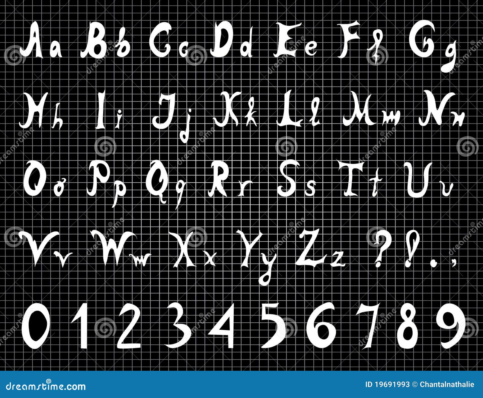 Original Alphabet Letters and Numbers Stock Vector - Illustration of ...