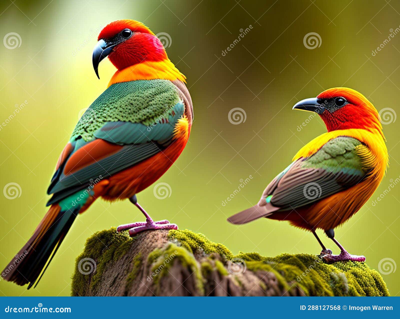 Multi-colored Tanagers Original AI Artwork Stock Illustration ...