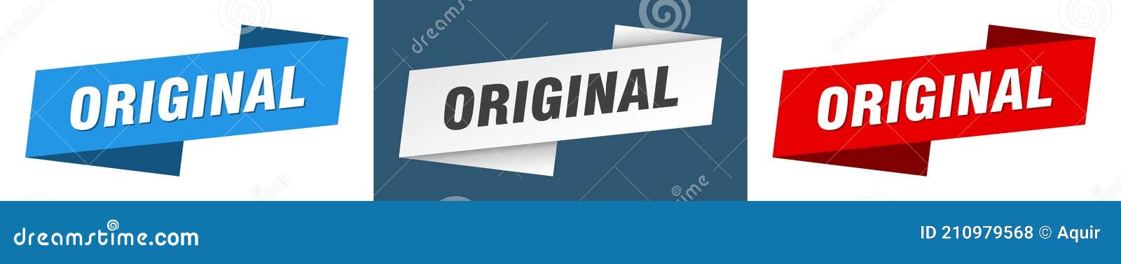 Original Banner. Original Ribbon Label Sign Set Stock Vector ...
