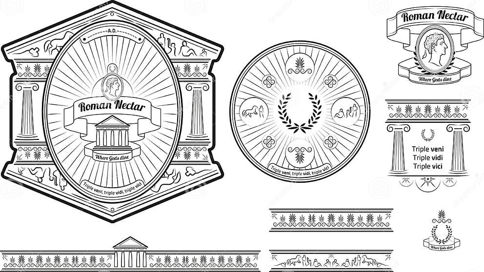 Original Beer Label and Baners Design with Ancient Roman Elements Stock ...
