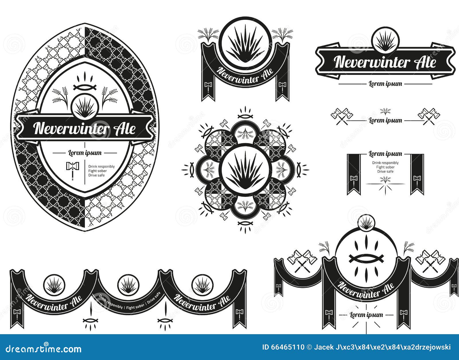 Original Beer Label And Baners Design With Ancient Roman Elements ...