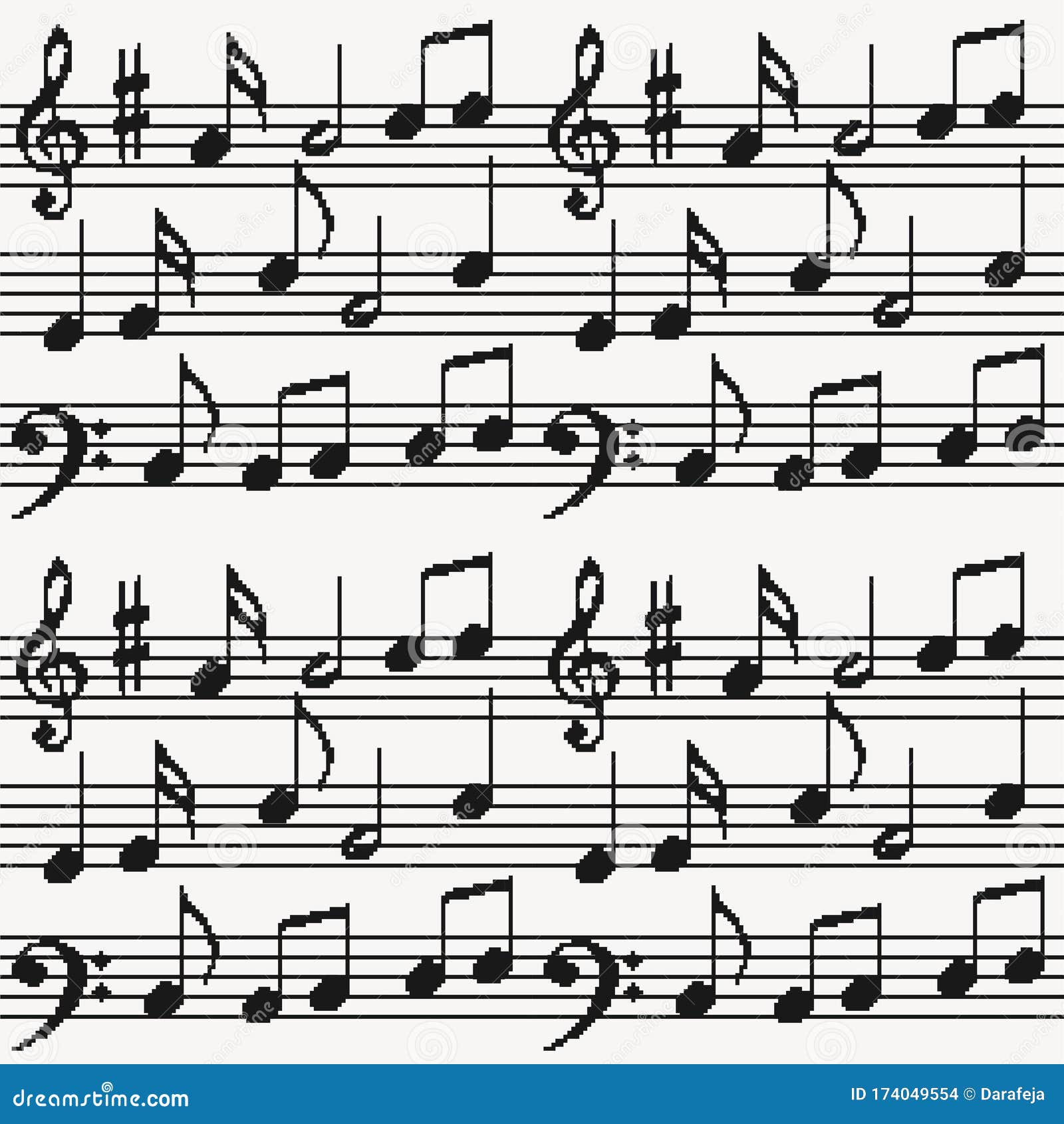 Original 8bit Pixel Art Vector Seamless Pattern with Notes Stock Vector ...