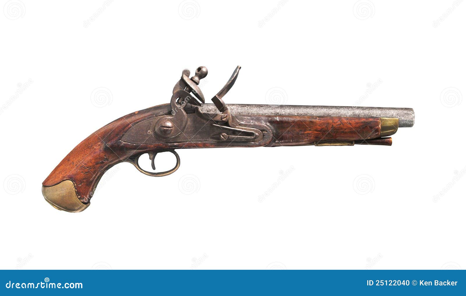 Original British Flintlock Pistol Isolated Stock Photo - Image of ...