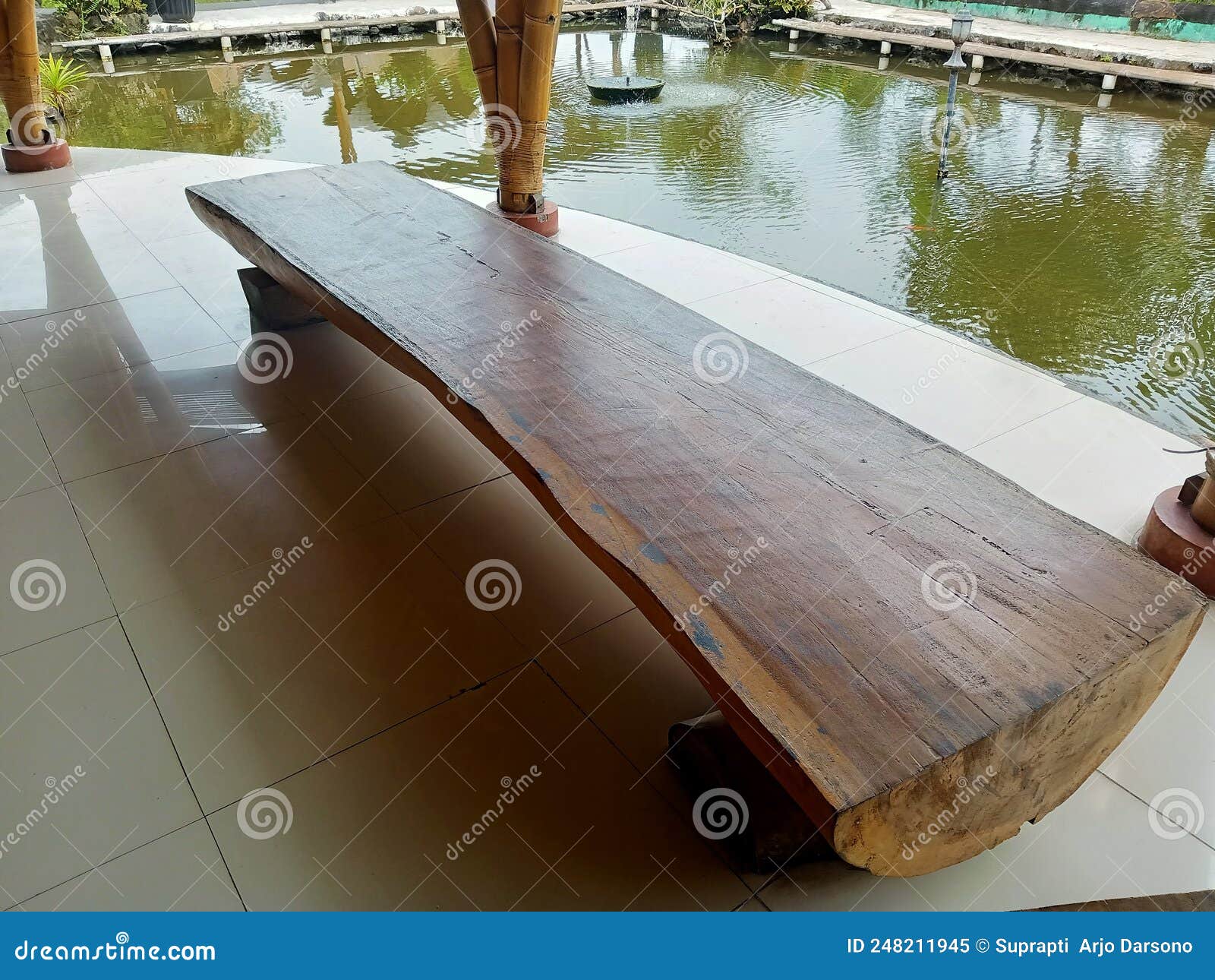 The Original Brown Garden Bench from a Large and Old Tree Trunk is ...