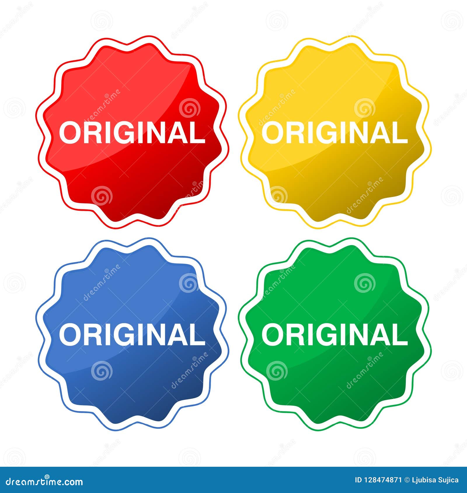 Original button icon stock vector. Illustration of notification - 128474871