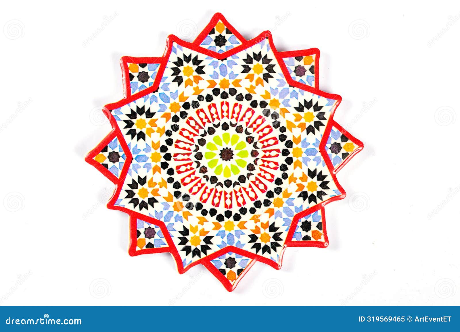 Original Ceramic Glass Coaster with Geometic Pattern in Moroccan Style ...