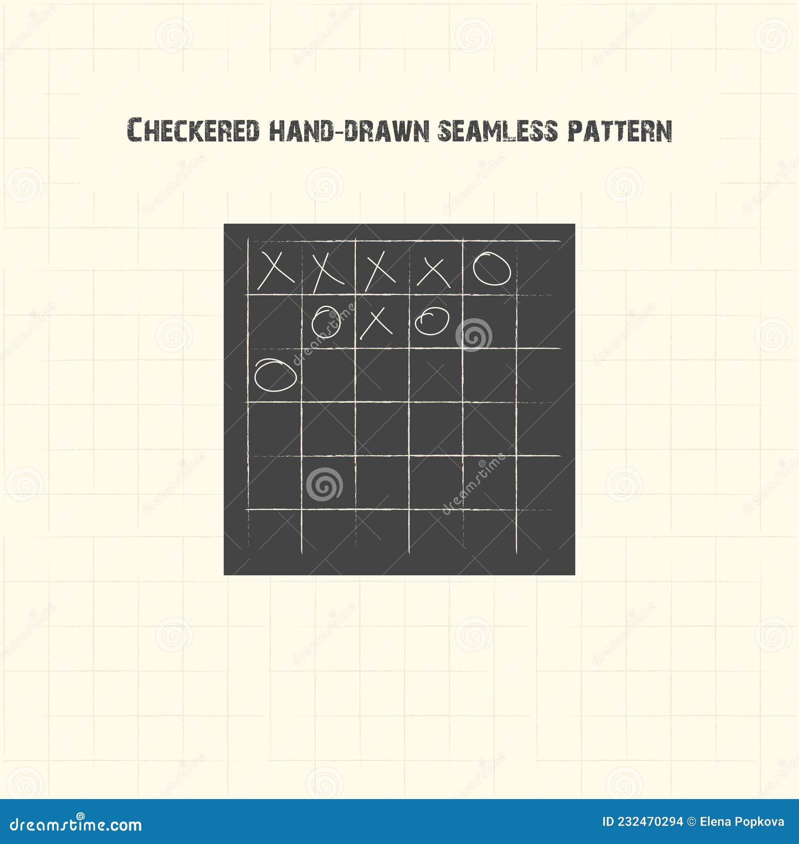 Checkered Hand Drawn Pattern With Blue Vertical Lines Intersecting ...