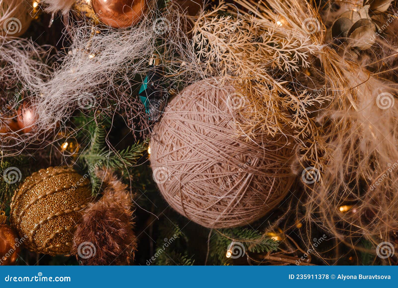 Original Christmas Tree Decor.balls of Thread Stock Photo - Image of ...
