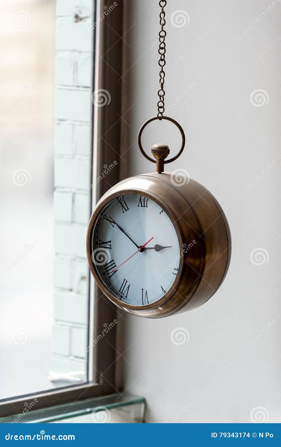 Original Clock with Metal Case Hanging on Chain Stock Photo - Image of ...