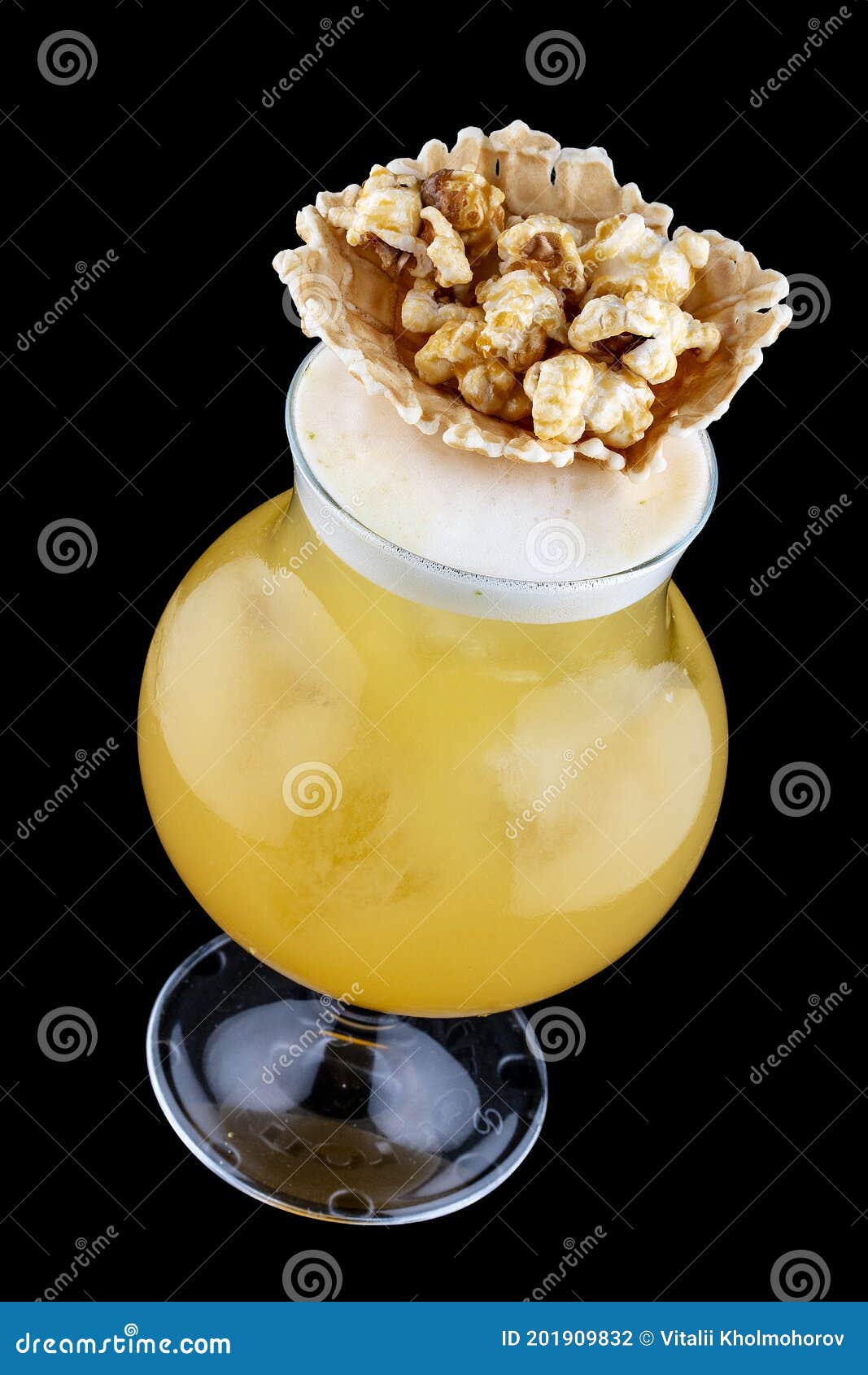 Original Cocktail with Orange and Popcorn on a Dark Background Stock ...
