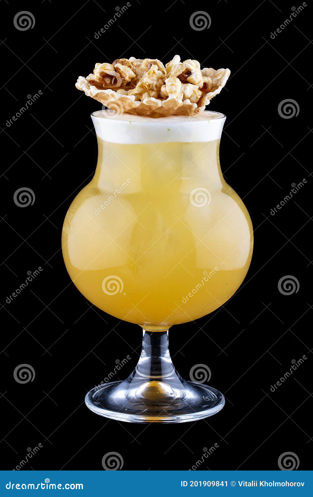Original Cocktail with Orange and Popcorn on a Dark Background Stock ...