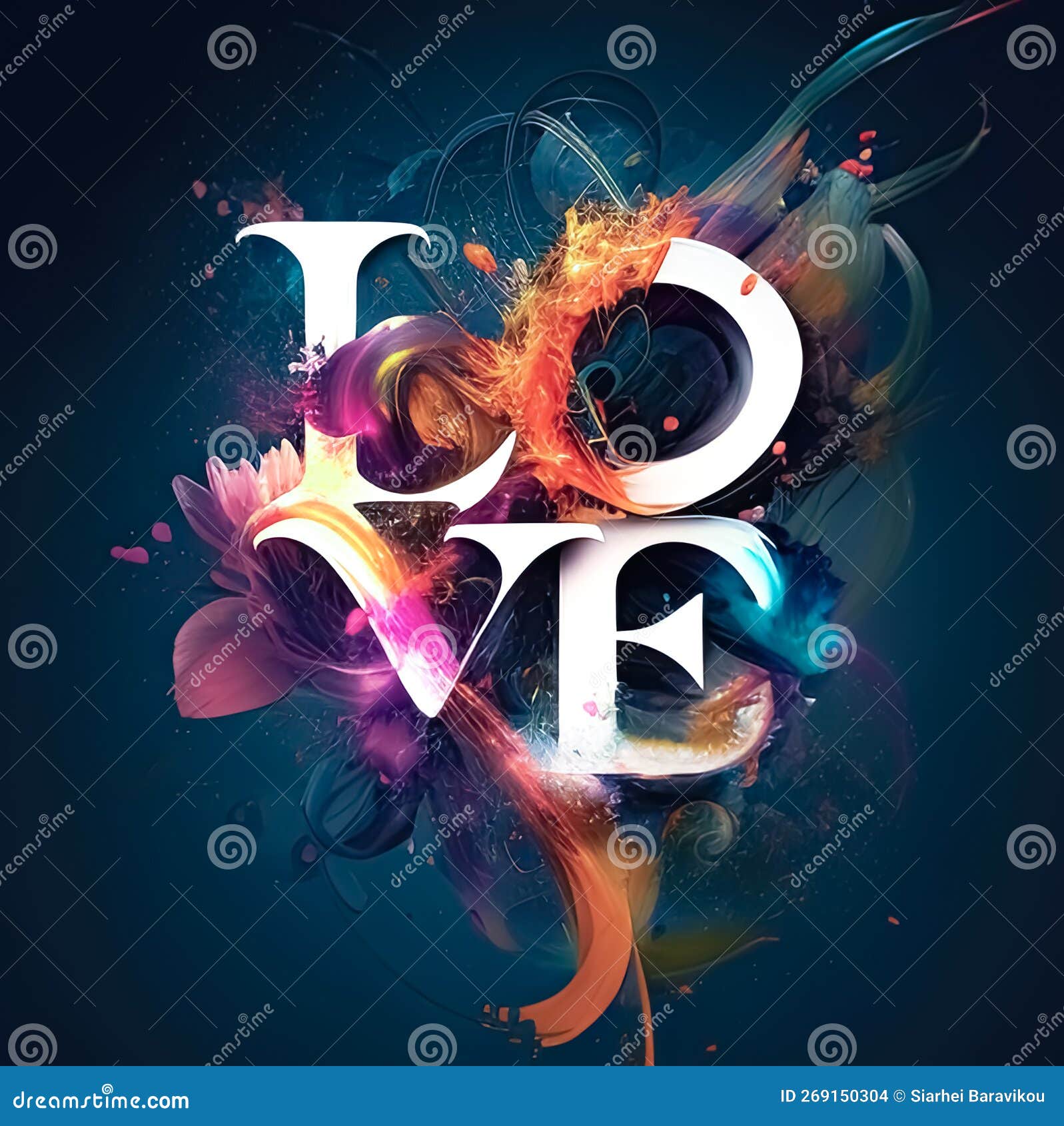 Original Color Lettering "love" Drawing Stock Illustration ...
