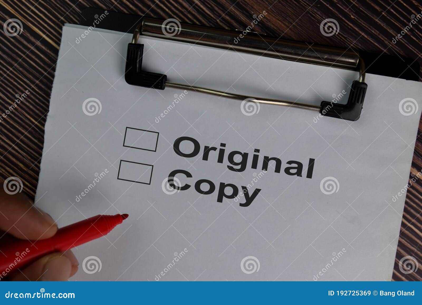 Original and Copy Write on a Paperwork. Supported by an Additional ...