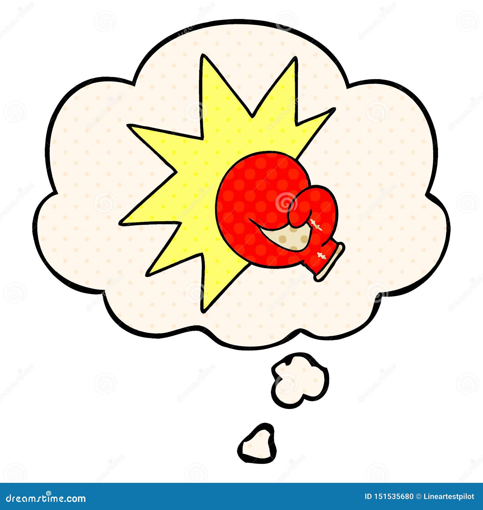 A Creative Boxing Glove Cartoon and Thought Bubble in Comic Book Style ...