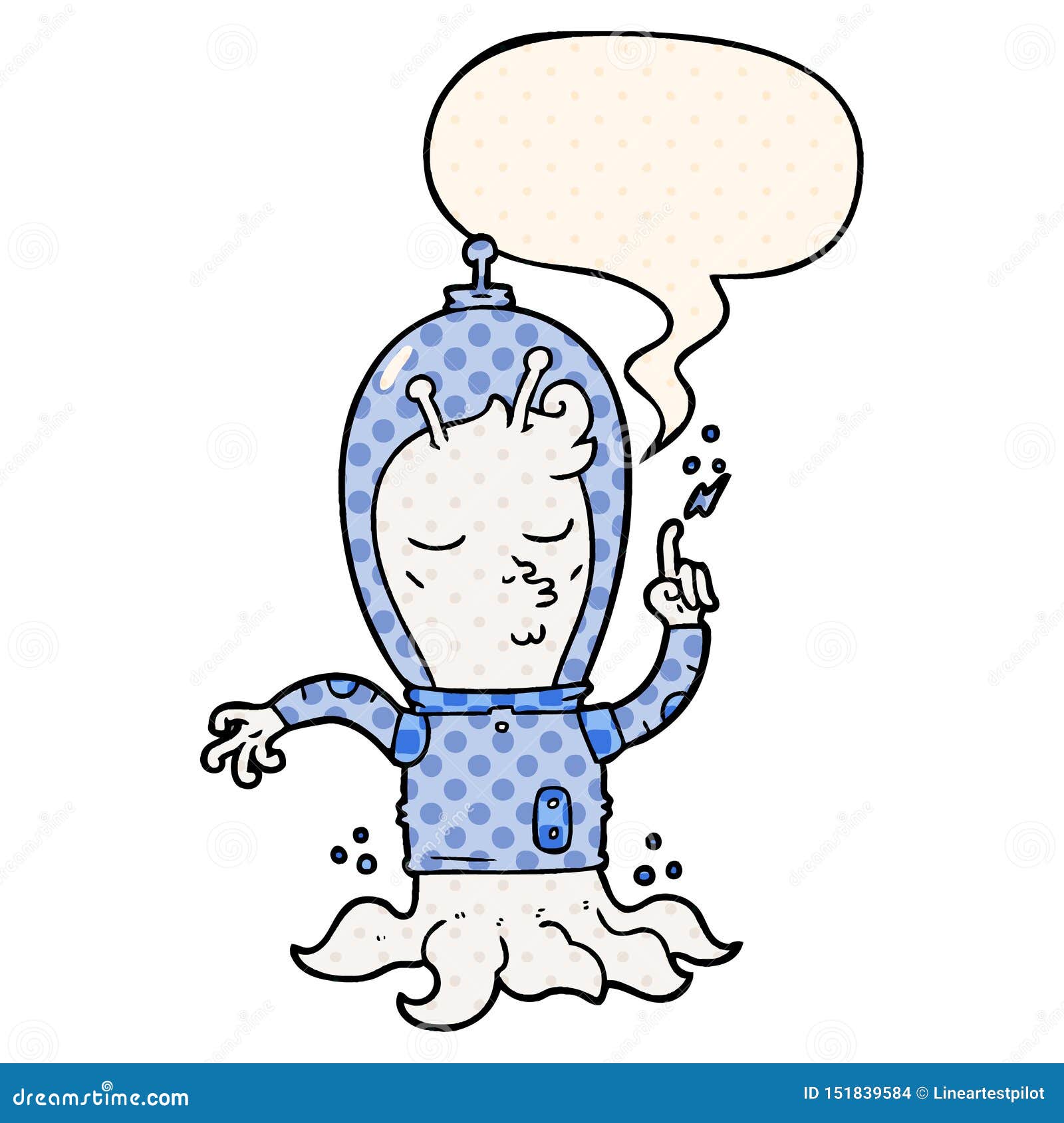 A Creative Cartoon Alien and Speech Bubble in Comic Book Style Stock ...