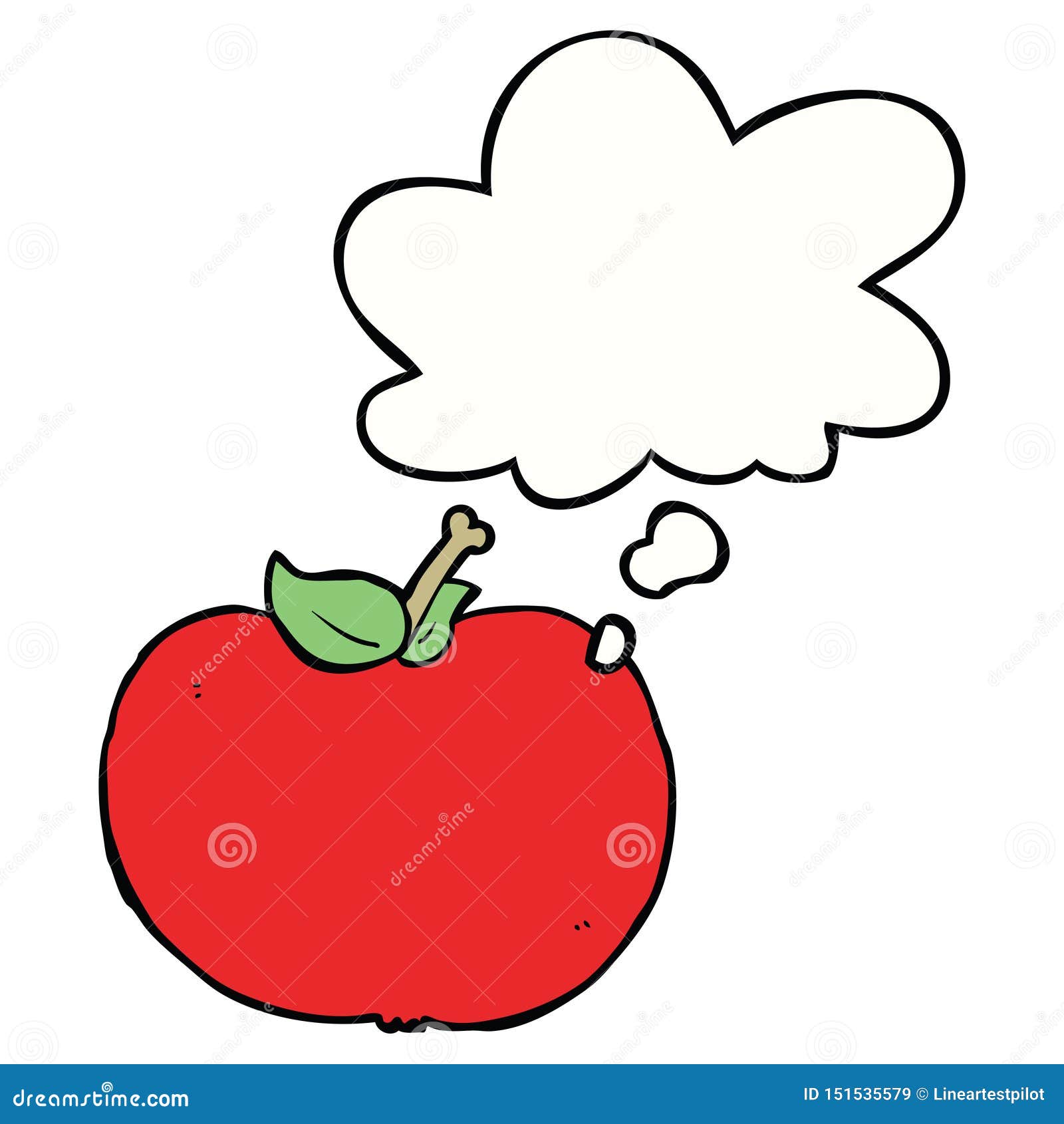 A Creative Cartoon Apple and Thought Bubble Stock Vector - Illustration ...