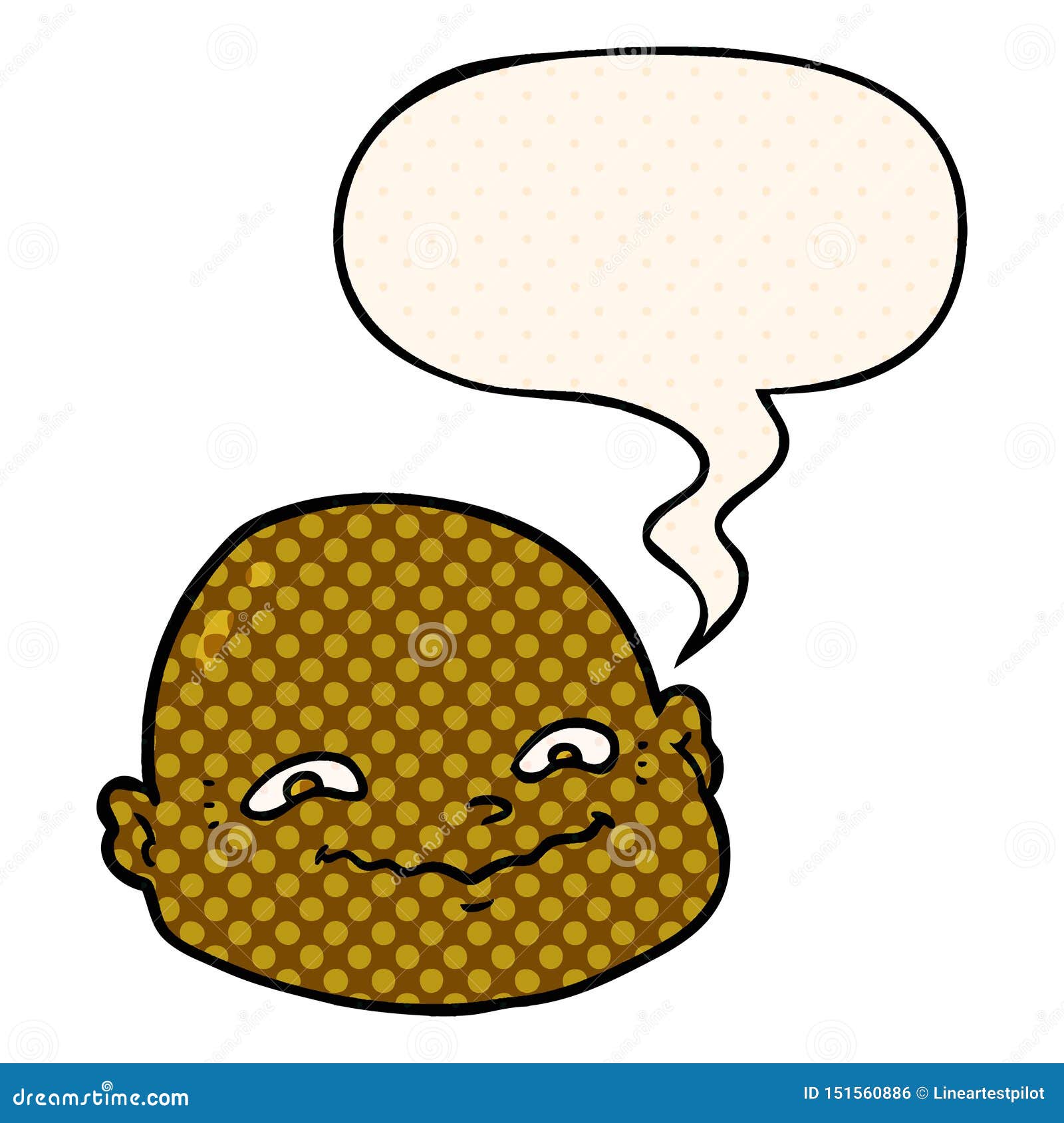 A Creative Cartoon Bald Man and Speech Bubble in Comic Book Style Stock ...