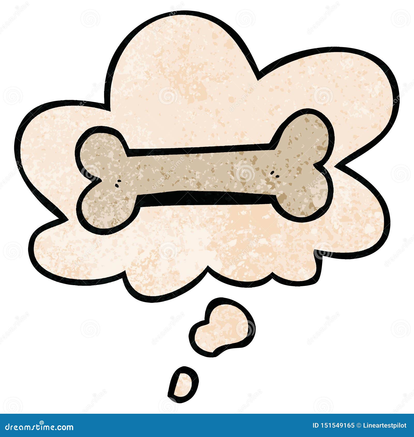A Creative Cartoon Bone and Thought Bubble in Grunge Texture Pattern ...
