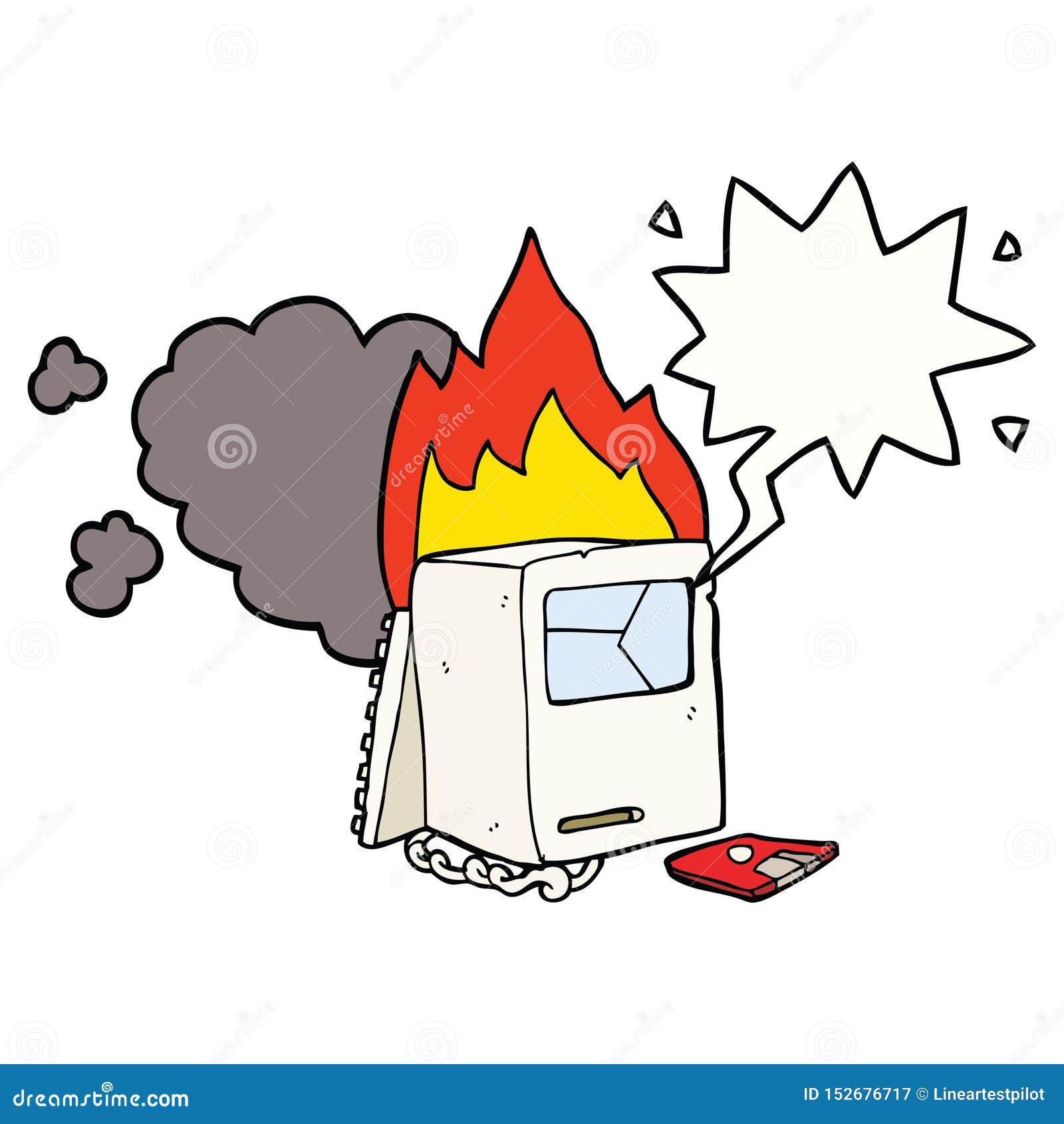 A Creative Cartoon Broken Computer and Speech Bubble Stock Vector ...