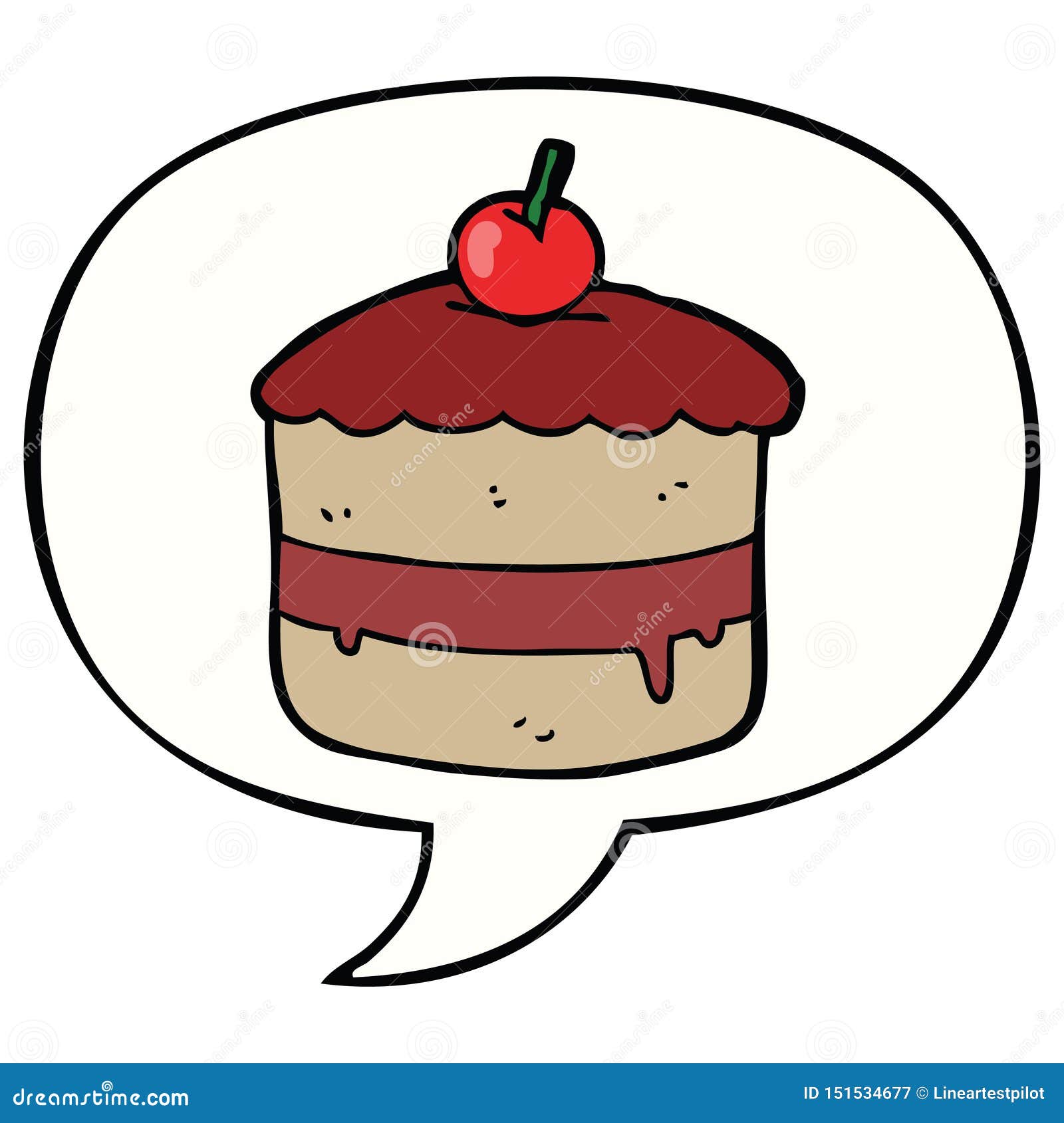 A Creative Cartoon Cake and Speech Bubble Stock Vector - Illustration ...